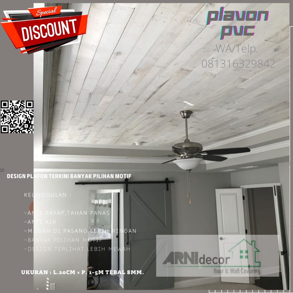 Jual Plafon PVC panjang custom lebar 20cm K2 motif Kayu | Shopee Indonesia