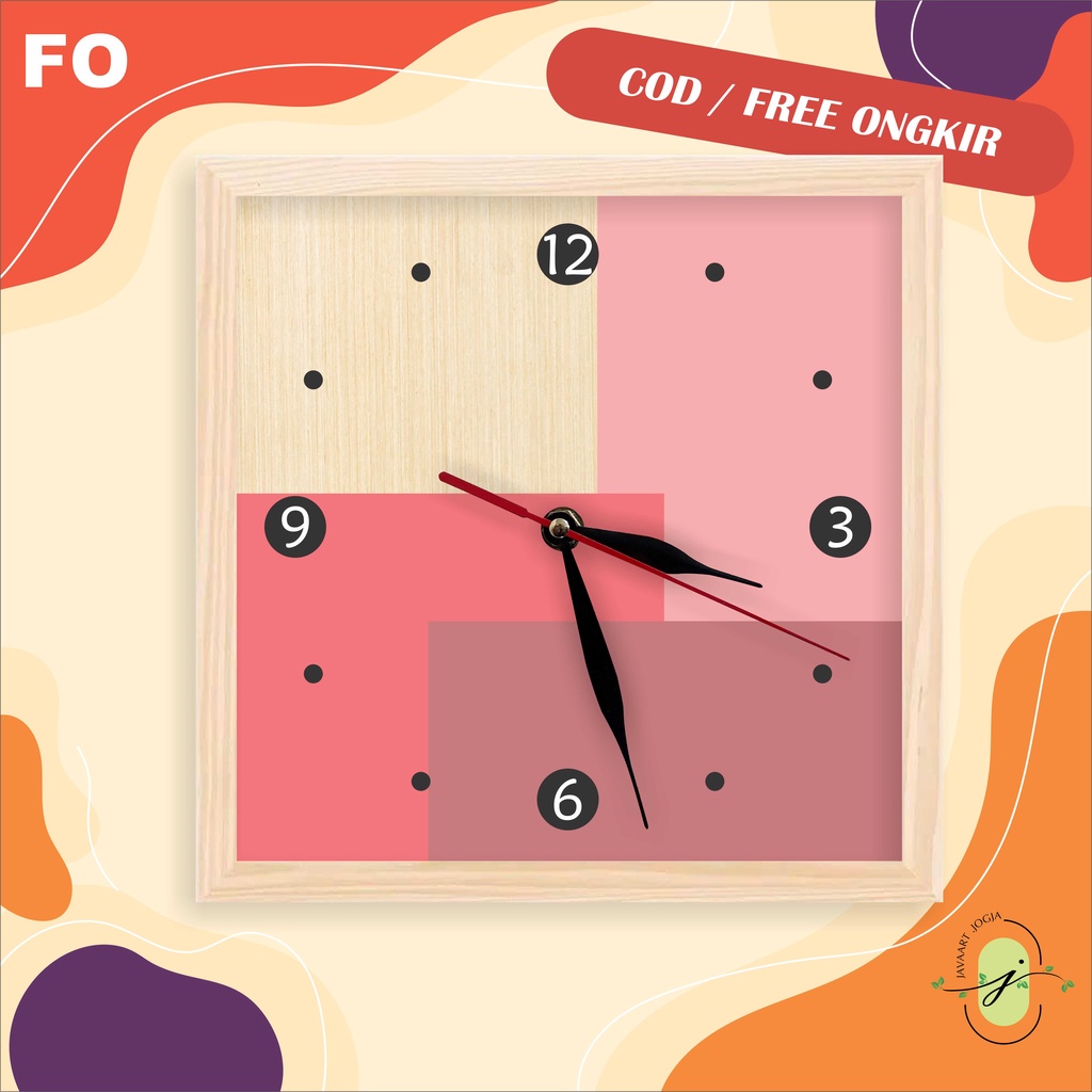 Jual Jam dinding Kayu Kotak Unik Minimalis Besar Aesthetic Custom Murah ...
