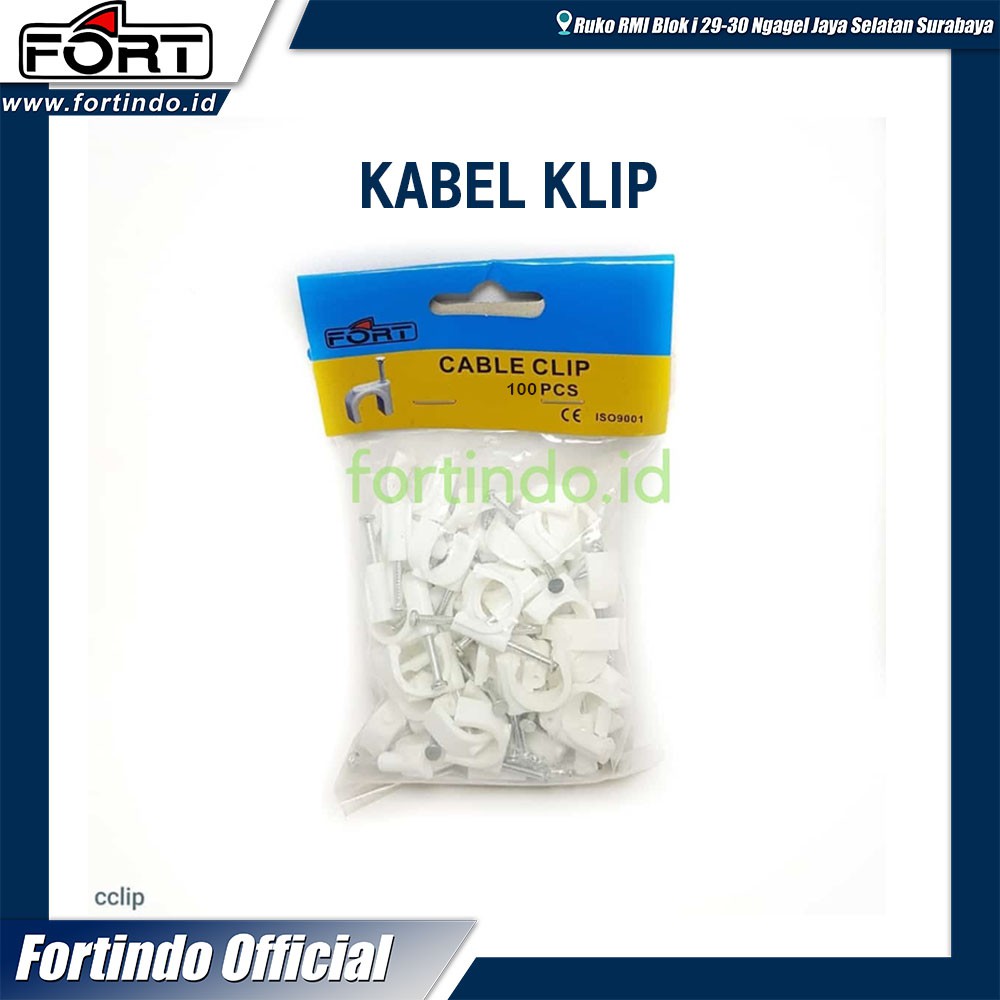 Jual CABLE CLIP 10 mm KLEM KABEL PUTIH 100Pcs Per BAG MERK FORT ...