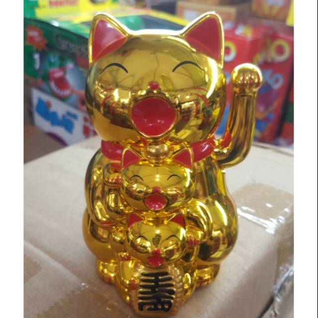 Jual Pajangan miniatur kucing triple cat lucky hoki manekineko japan ...