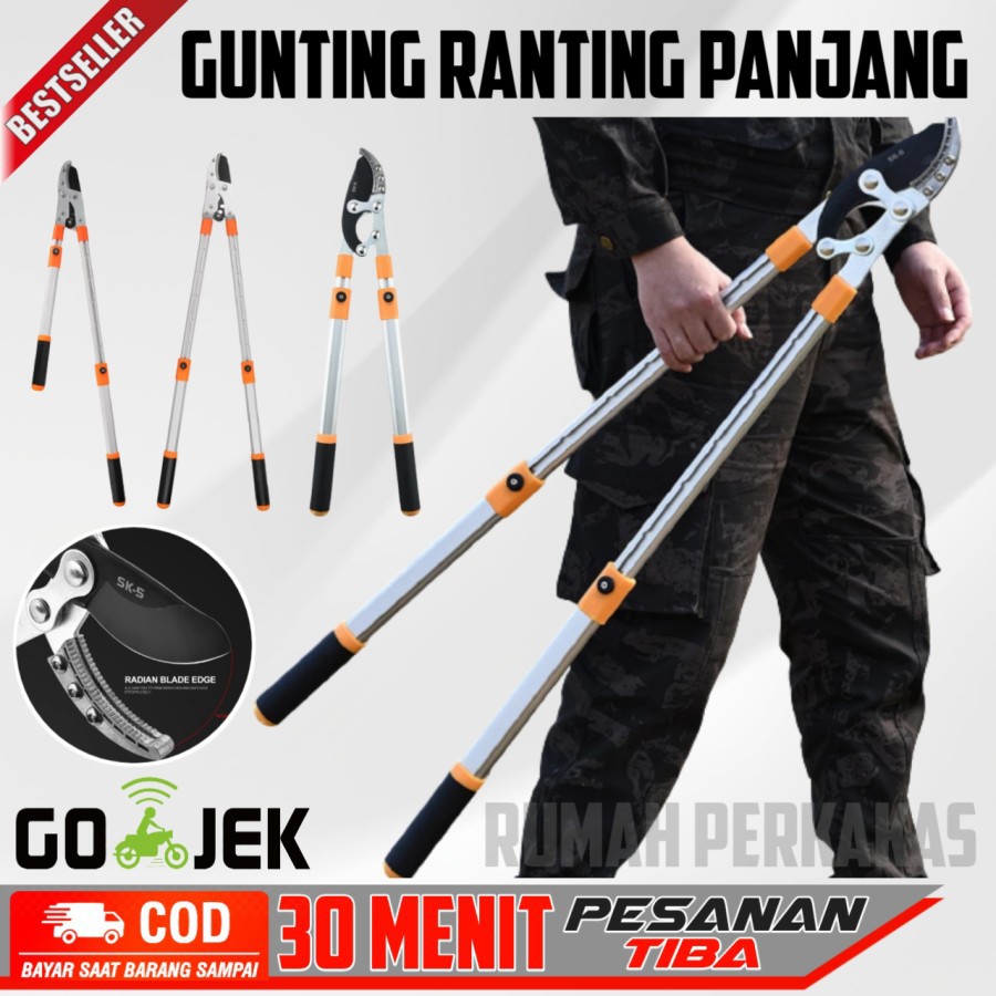 Jual Gunting Pohon Dahan Ranting Batang Stek Bunga Taman Pruning Telescopic Gagang Panjang ...