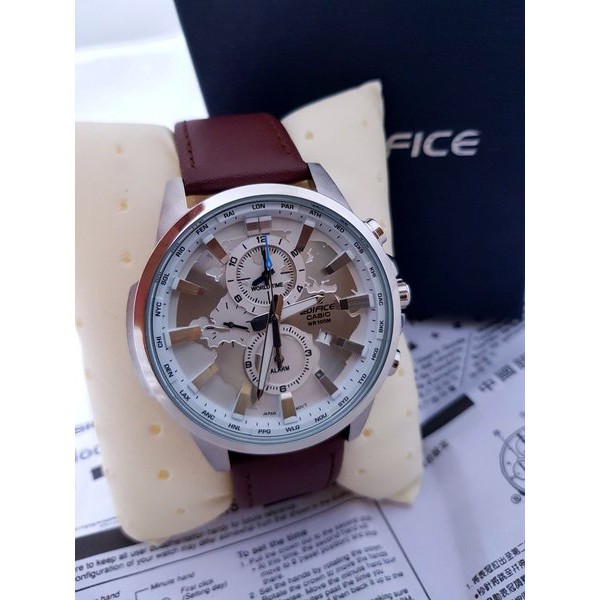 Jual Casio Edifice Original Japan EFR 303D - 1Av Leather Brown Dial ...