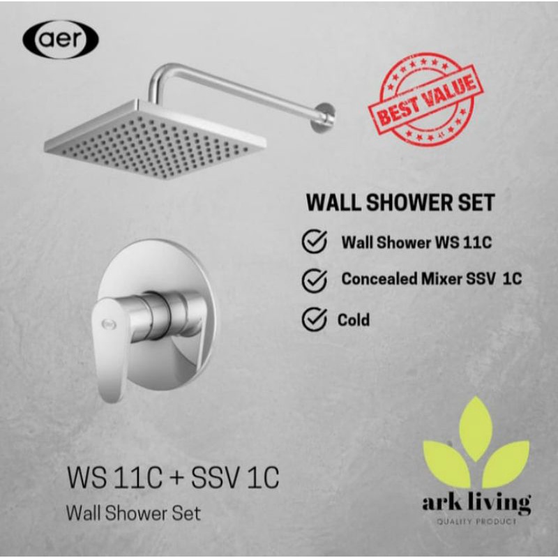 Jual AER Paket Shower Tembok WS 11 C + Kran Air Tanam Dingin SSV 01 C | Shopee Indonesia