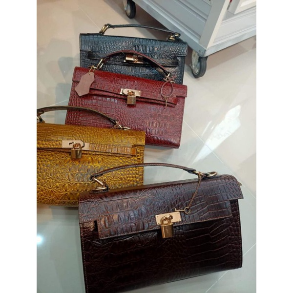 Jual tas kremes croco hitam asli kulit sapi | Shopee Indonesia