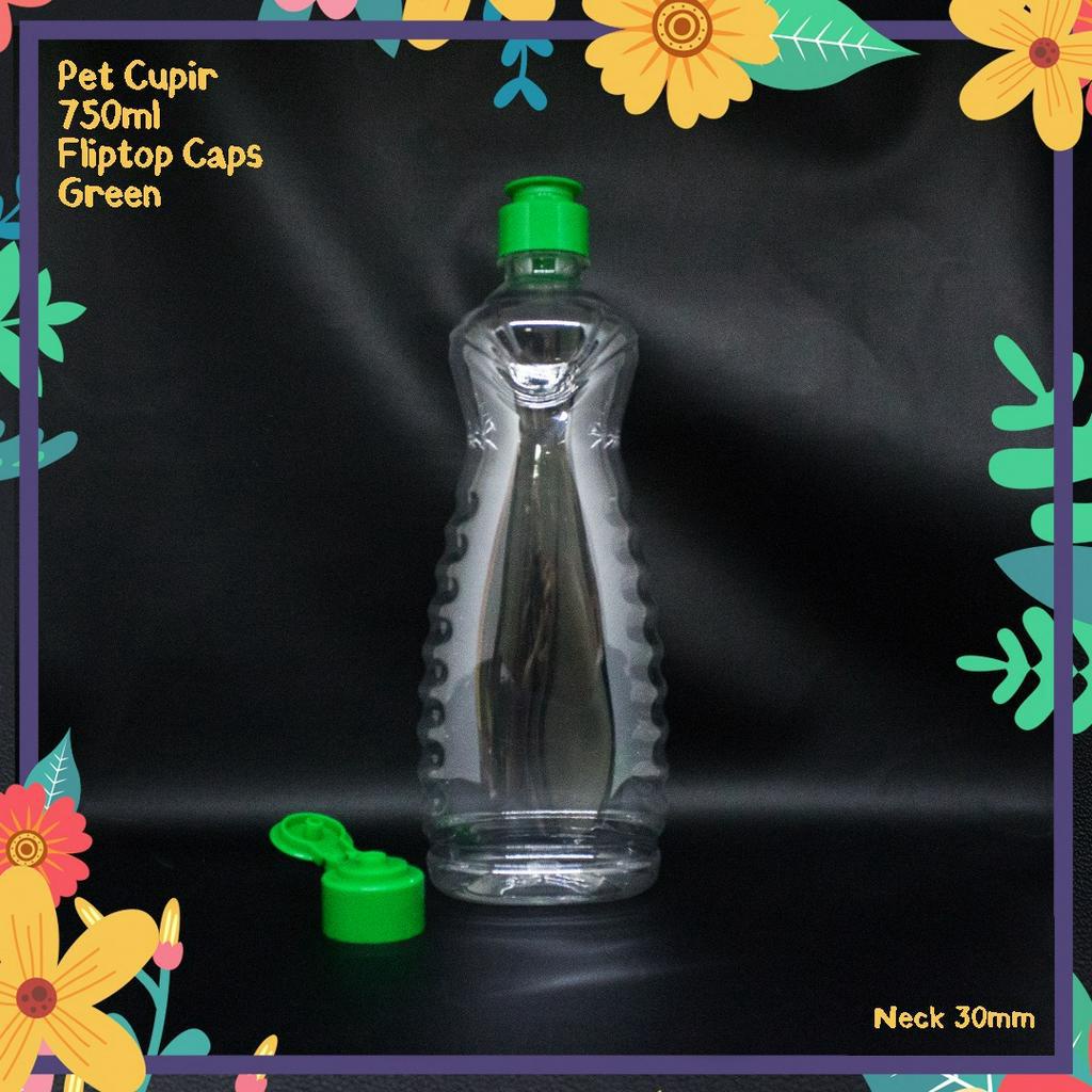 Jual BOTOL PLASTIK CUPIR 750ML TUTUP FLIPTOP HIJAU NECK 30MM IMPORT PET ...