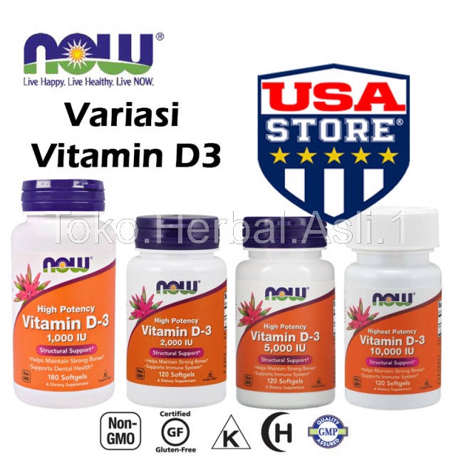 Jual NOW FOODS VITAMIN D3 400 1000 2000 5000 10000 IU 120 180 240 SOFTGELS D-3 K-2 K2 FOOD 5,000 ...