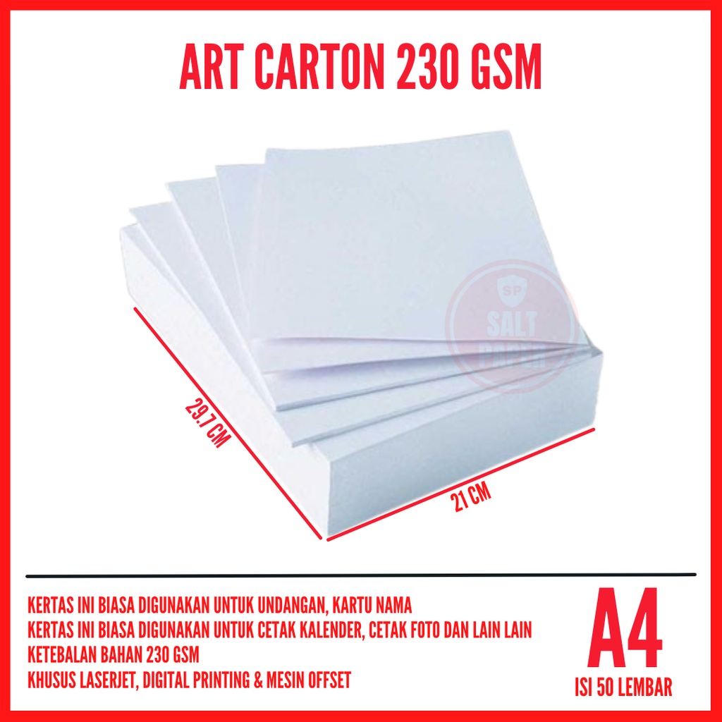 Jual Kertas Art Carton 260 gsm A4 50 lembar / Kertas Art Karton A4 260 ...