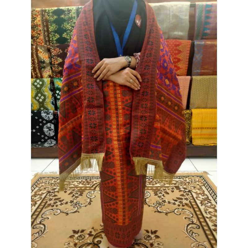 Jual Songket Palembang ATBM Set Bunga Cino Marun | Shopee Indonesia