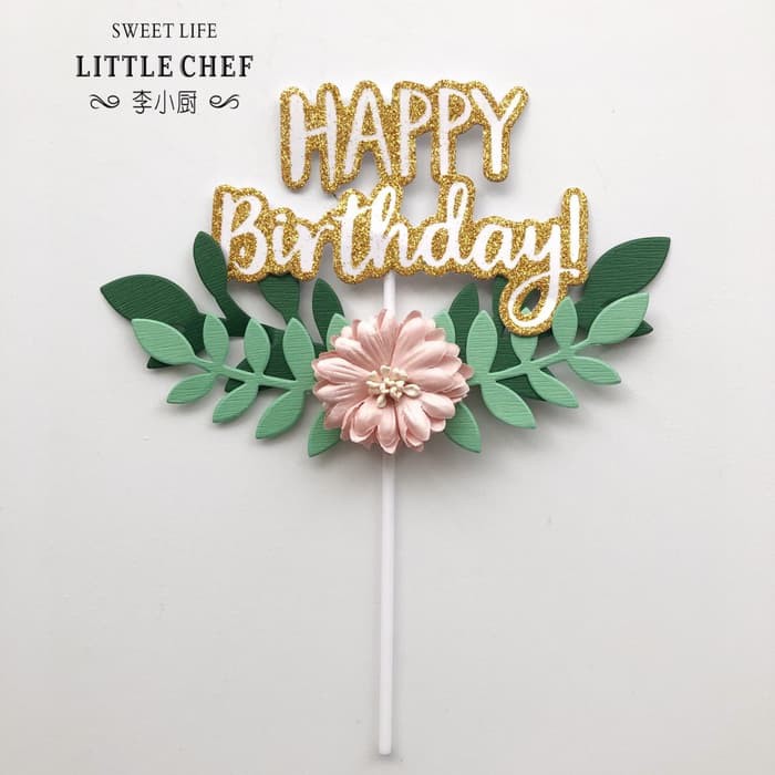 Jual JGO Topper Cake Floral Vintage Happy Birthday Besar Daun Bunga ...