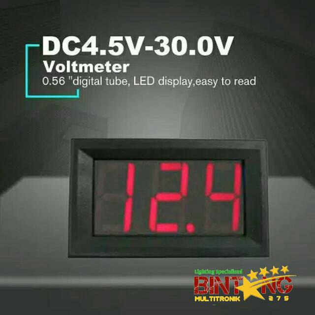 Jual Voltmeter DC 4,5V-30V 0,56 inch Tulisan Merah/Red + Frame | Shopee Indonesia