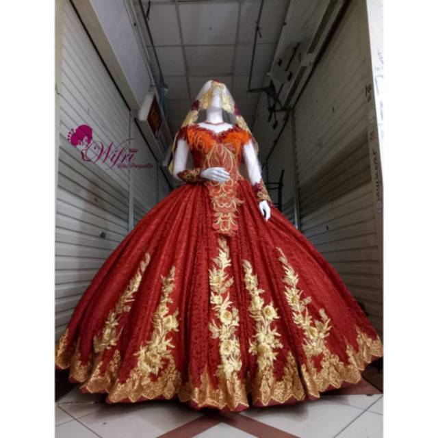 Jual Gaun Pengantin Merah Gold | Shopee Indonesia