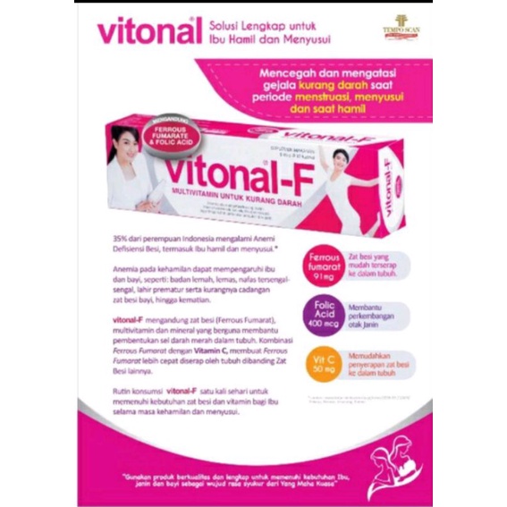 Jual VITONAL F MULTIVITAMIN IBU HAMIL DAN IBU MENYUSUI ( PER STRIP /PER ...