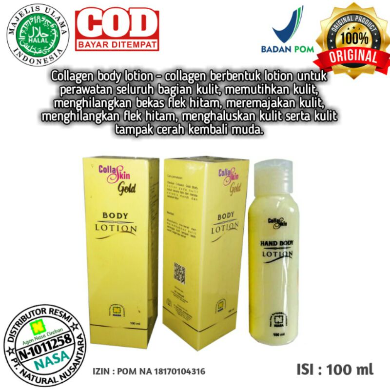 Jual Collaskin hand body collagen sapi lotion Nasa pemutih badan aman bumil aman busui ori ...