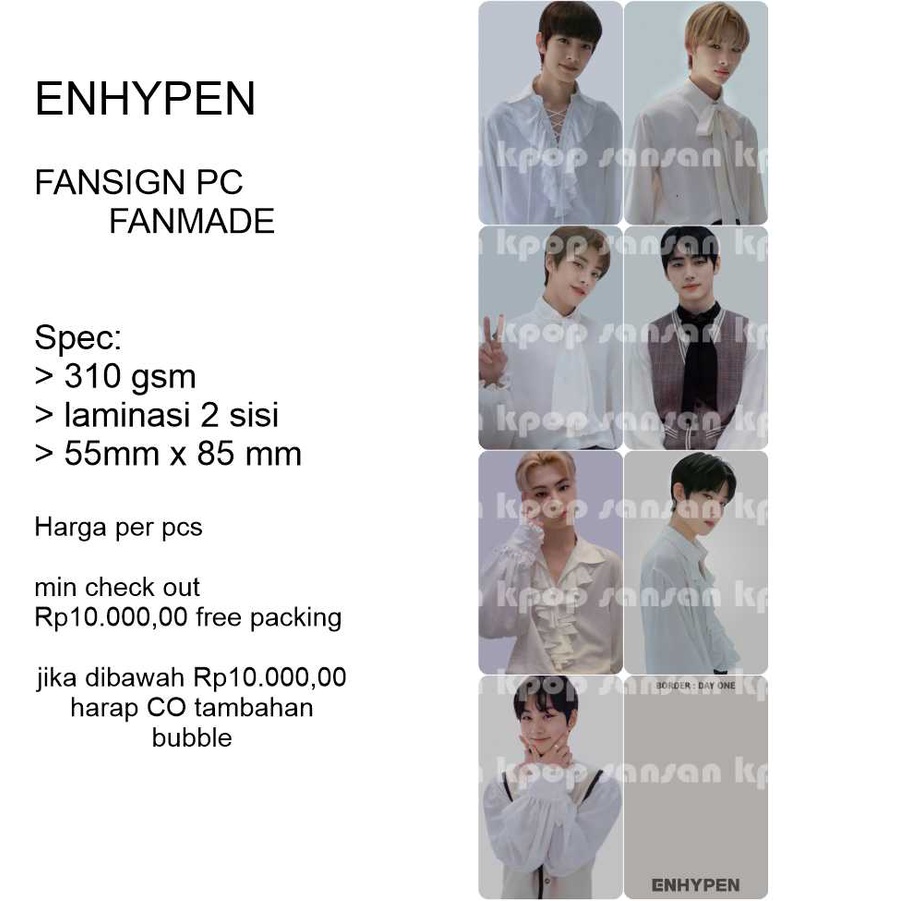 Jual photocard enhypen Enha FANSIGN PC unofficial | Shopee Indonesia