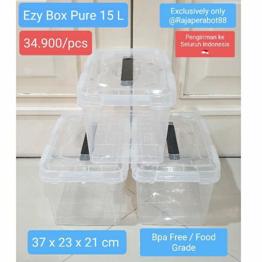 Jual CONTAINER BOX / KOTAK PENYIMPANAN EZY CB 15 L BENING / TRANSPARAN ...