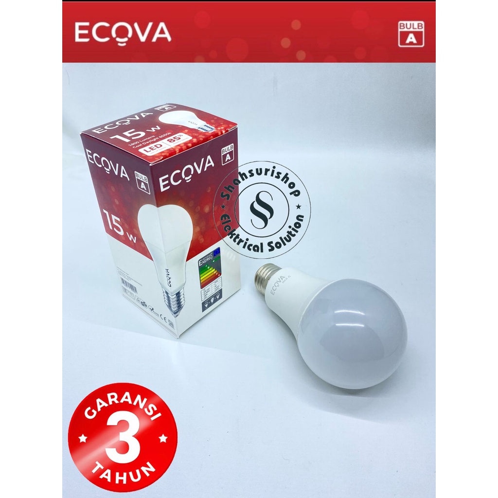 Jual LED BULB ECOVA 15W 15WATT 15 WATT A SERIES GARANSI 3 TAHUN SNI | Shopee Indonesia