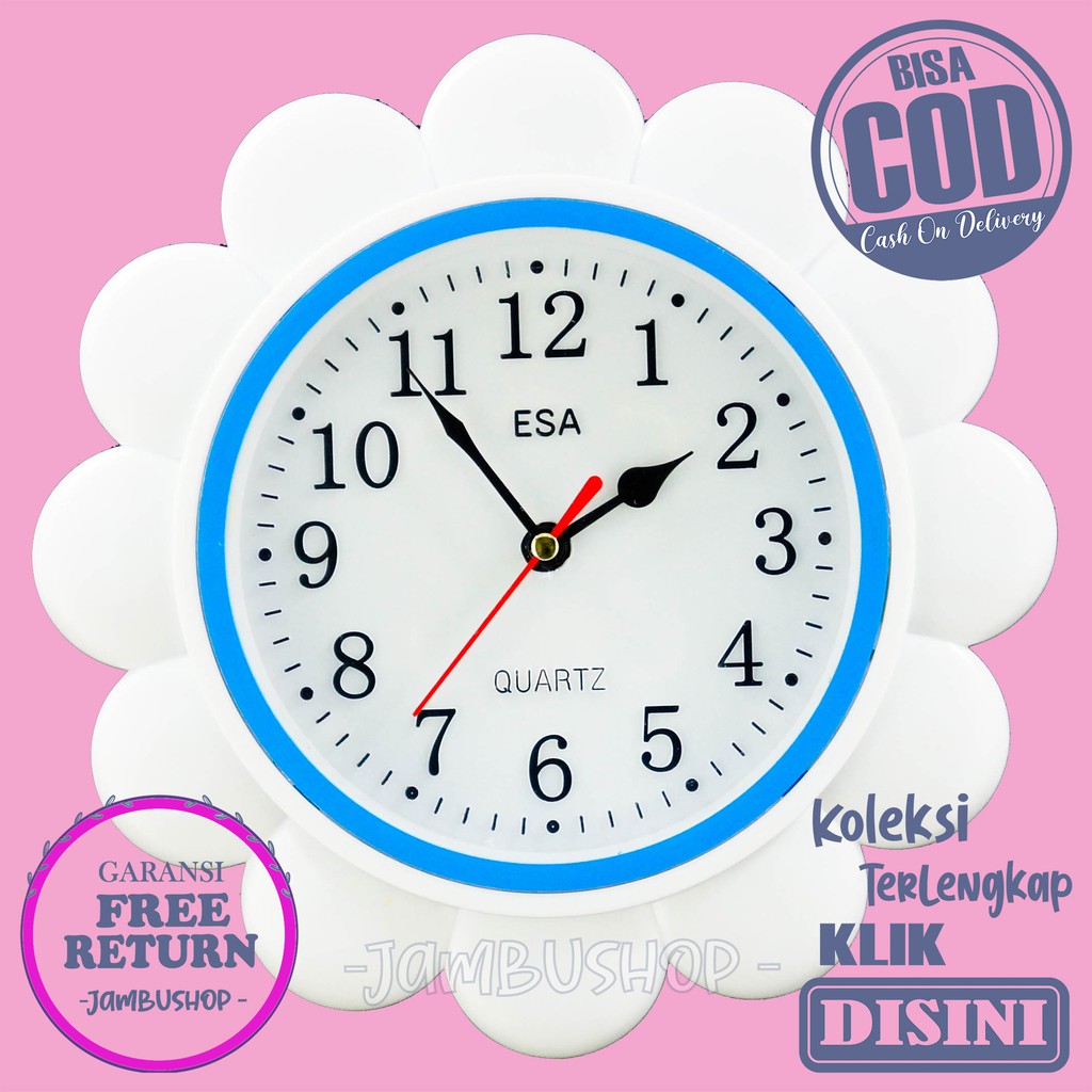 Jual Jam Dinding Bunga Dekorasi Rumah Warna Biru Hijau Murah Unik ...