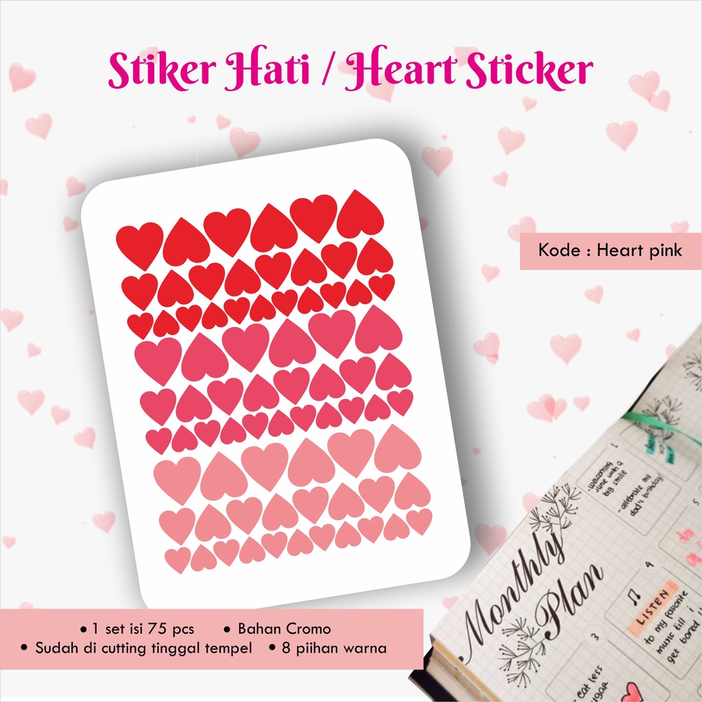 Jual [75 pcs] Stiker Hati Scrapbook / Heart / Journal / Deco Sticker ...