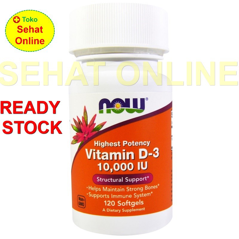 Jual NOW Vitamin D3 10000 IU High Potency 120 Softgels | Shopee Indonesia