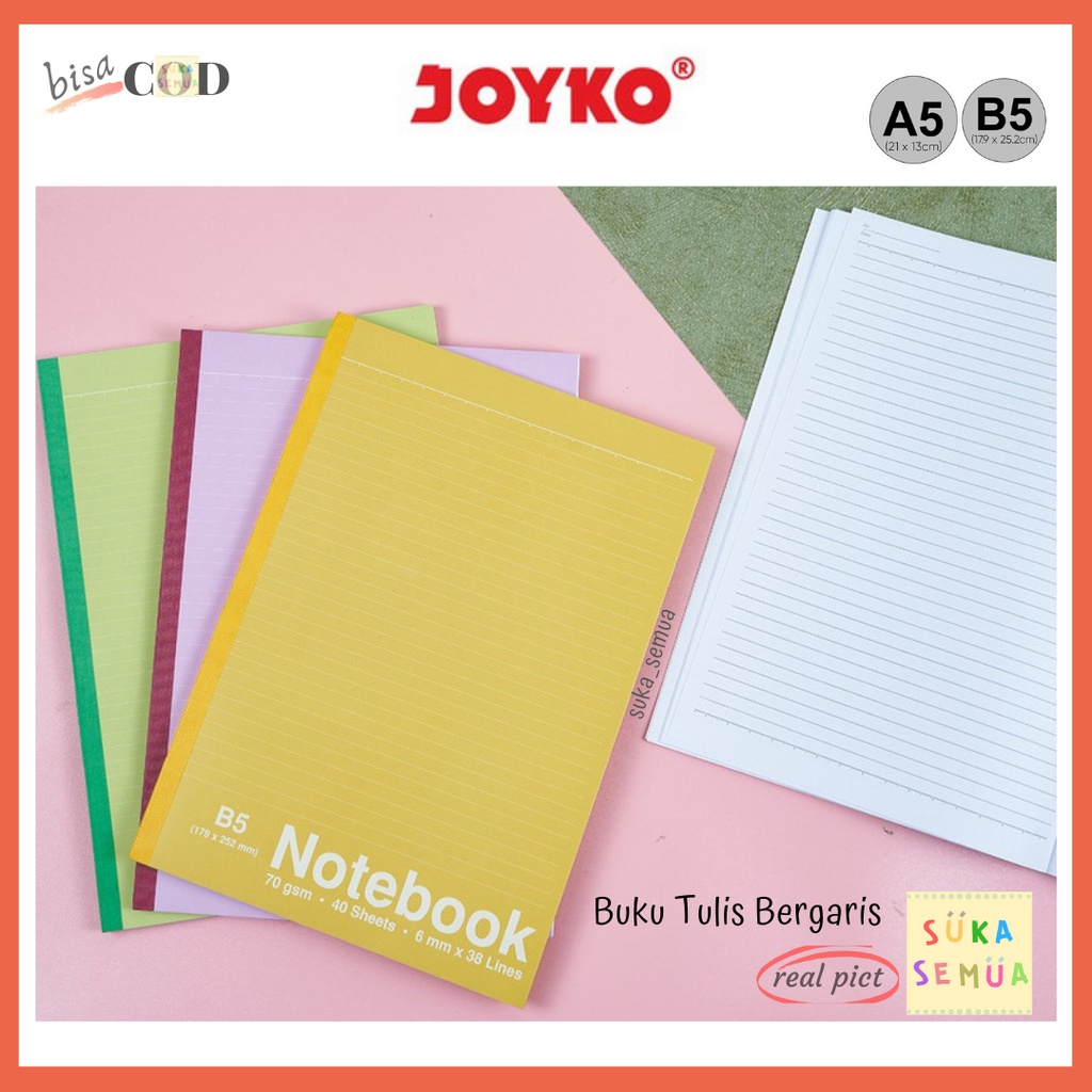 Jual Buku Tulis Joyko 40 lembar - ukuran A5 & B5 ( NB-704 / NB-705 ) // Catatan Sekolah Bergaris ...