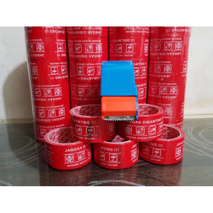 Jual PACKING LAKBAN FRAGILE ISOLASI LEM SELOTIP WARNA MERAH TAPE ONLINE ...