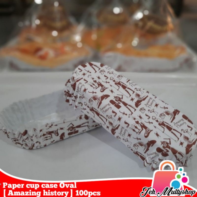 Jual Paper cup case OVAL / kap roti (amazing history) | 1 roll isi 100 ...
