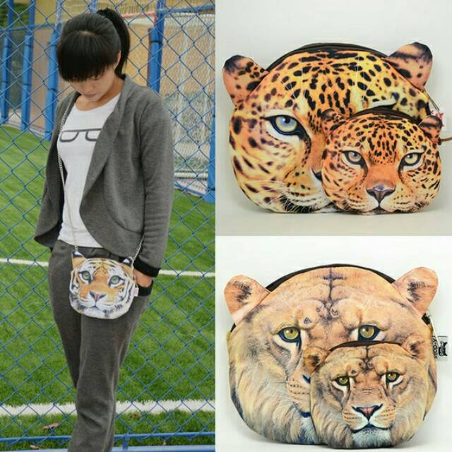 Jual Tas Kepala Singa Muka Macan Motif Harimau Sling Bag Tas Slempang ...