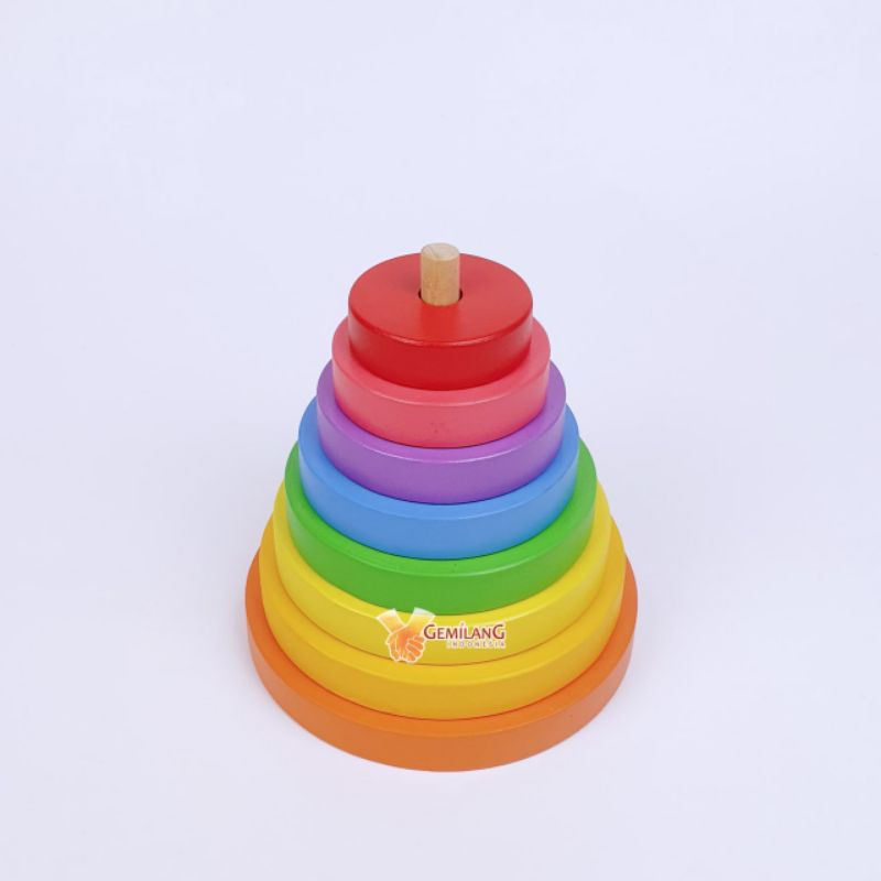 Jual Mainan Menara Lingkaran Mainan Anak Usia 1 tahun Mainan Kayu ...