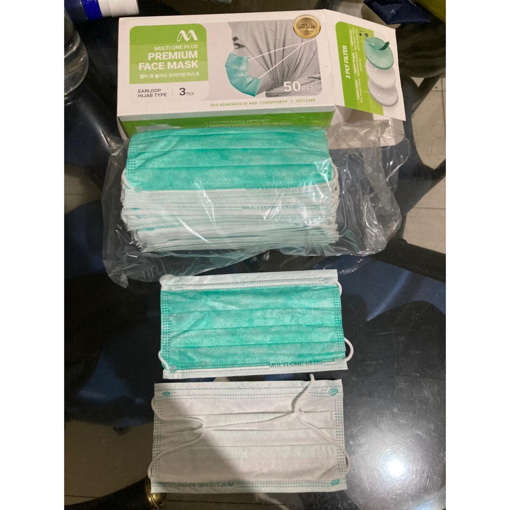 Jual Masker Premium Face Mask MOP Multi One Plus Isi 50 Pcs Headloop 3 ...