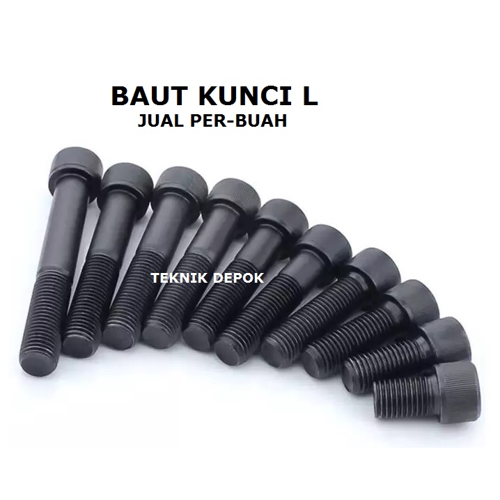 Jual Perbuah Baut Kunci L M 8 x 130 mm Baut Socket Head Cap Screw Hitam ...