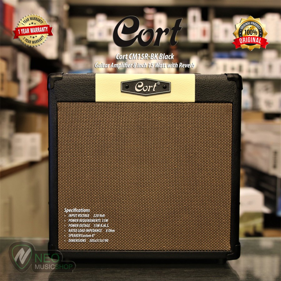 Jual Cort CM15R-BK 1X8" 15 Watt Electric Guitar Amplifier with Reverb ...