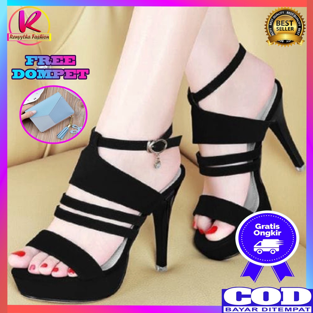 Jual High Heels Wanita Terbaru NS03 Hitam Premium Sepatu Korea Hak ...