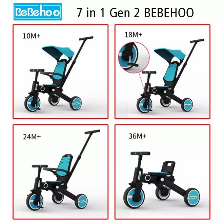 Jual BEBEHOO GEN 2 7IN1 SMART FOLDING TRIKE STROLLER - Sepeda Anak 7 in ...
