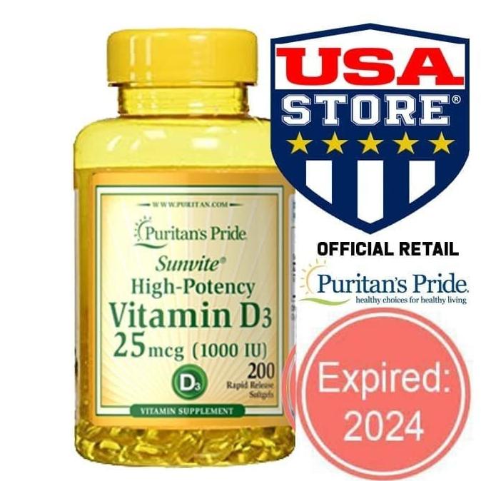 Jual PURITAN'S PRIDE VITAMIN D3 1000 IU 200 SOFTGEL 25 MCG PURITAN | Shopee Indonesia
