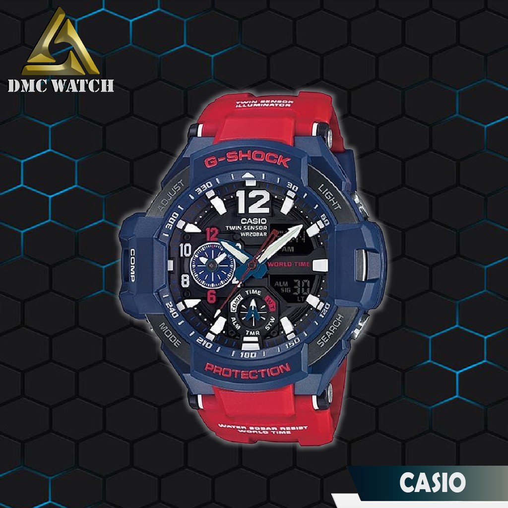 Jual Jam Pria Casio G-Shock GA-1100-2A Gravity Master Red Blue Ori BM ...