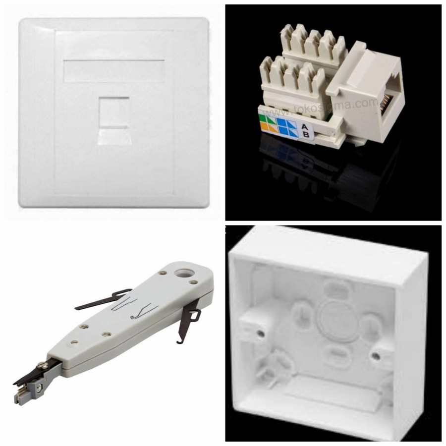 Jual paket faceplate rj45+modular rj45 cat5e+pushdowntool+outbow ...
