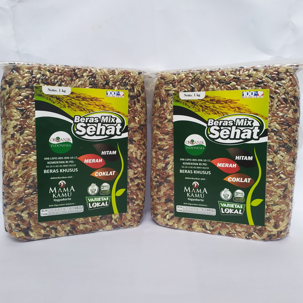 Jual Beras Organik Mix Sehat Hitam Merah Coklat Mama Kamu - Kemasan 1kg ...