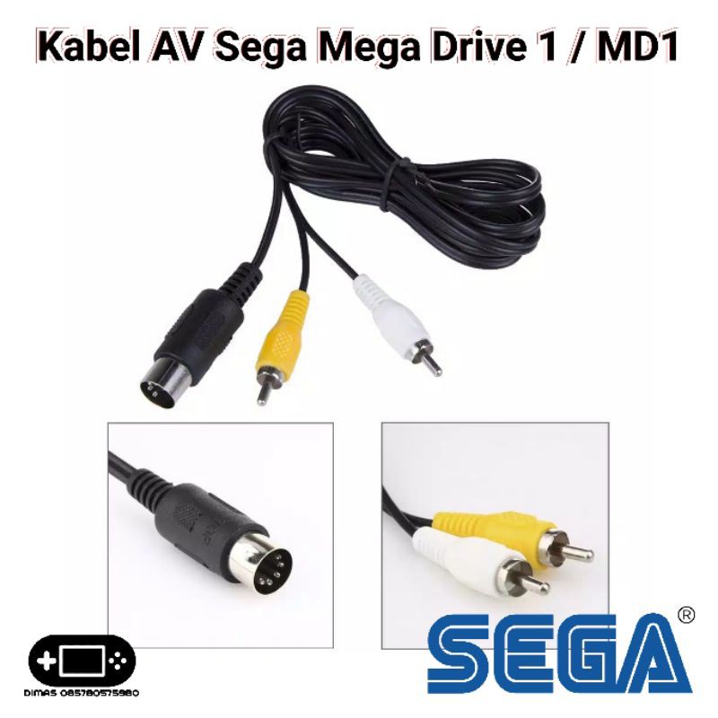 Jual Kabel AV RCA Sega MD1 Mono cable mega drive 1 md master system neo ...