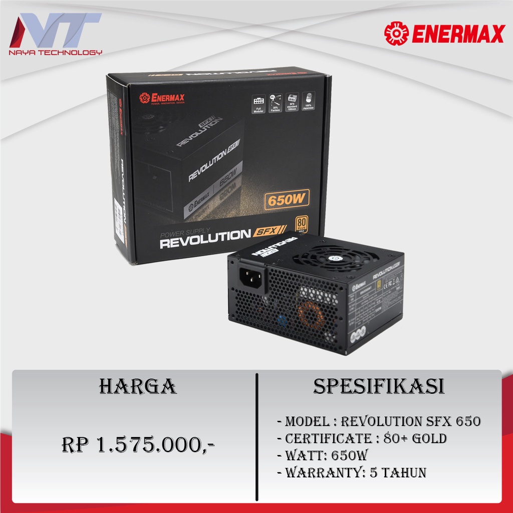 Jual Enermax Revolution SFX 650W 80+ Gold ITX PSU | Shopee Indonesia