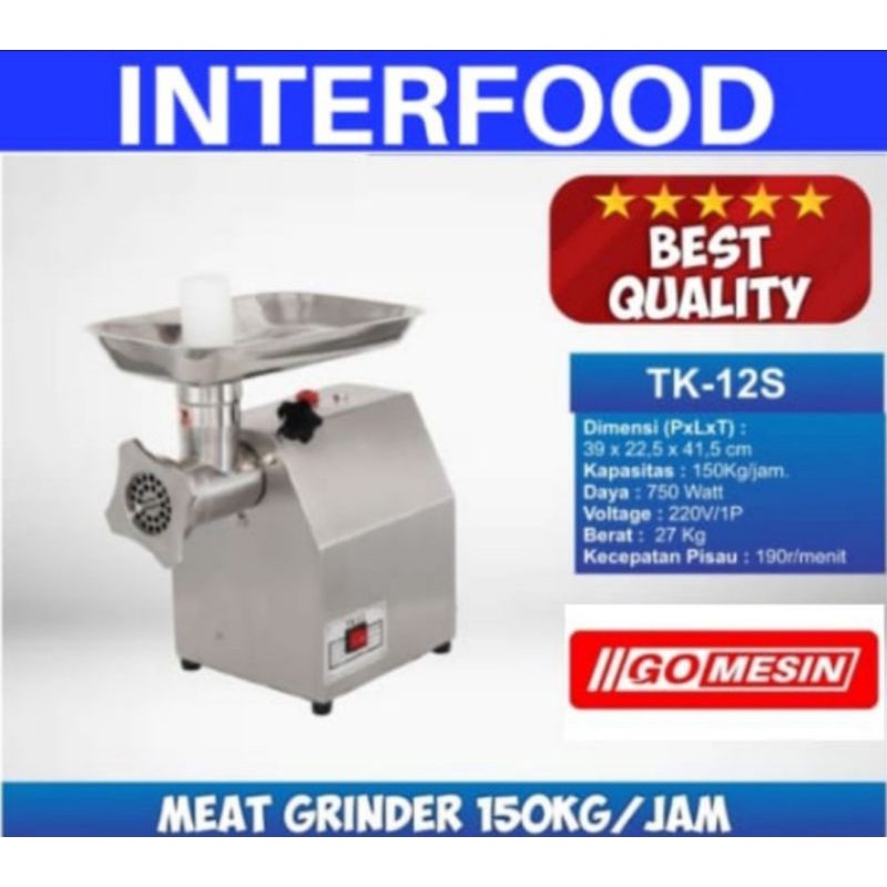 Jual Meat Grinder TK-12S Mesin Giling Daging Tulang Cabai 150Kg Garansi ...