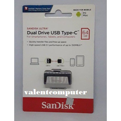 Jual Sandisk Flashdisk OTG Dual drive USB Type C 64GB ORIGINAL | Shopee ...