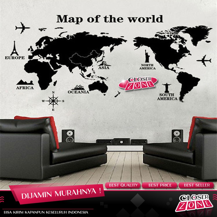 Jual Sticker Wallpaper Dinding World Map Peta Dunia | Shopee Indonesia