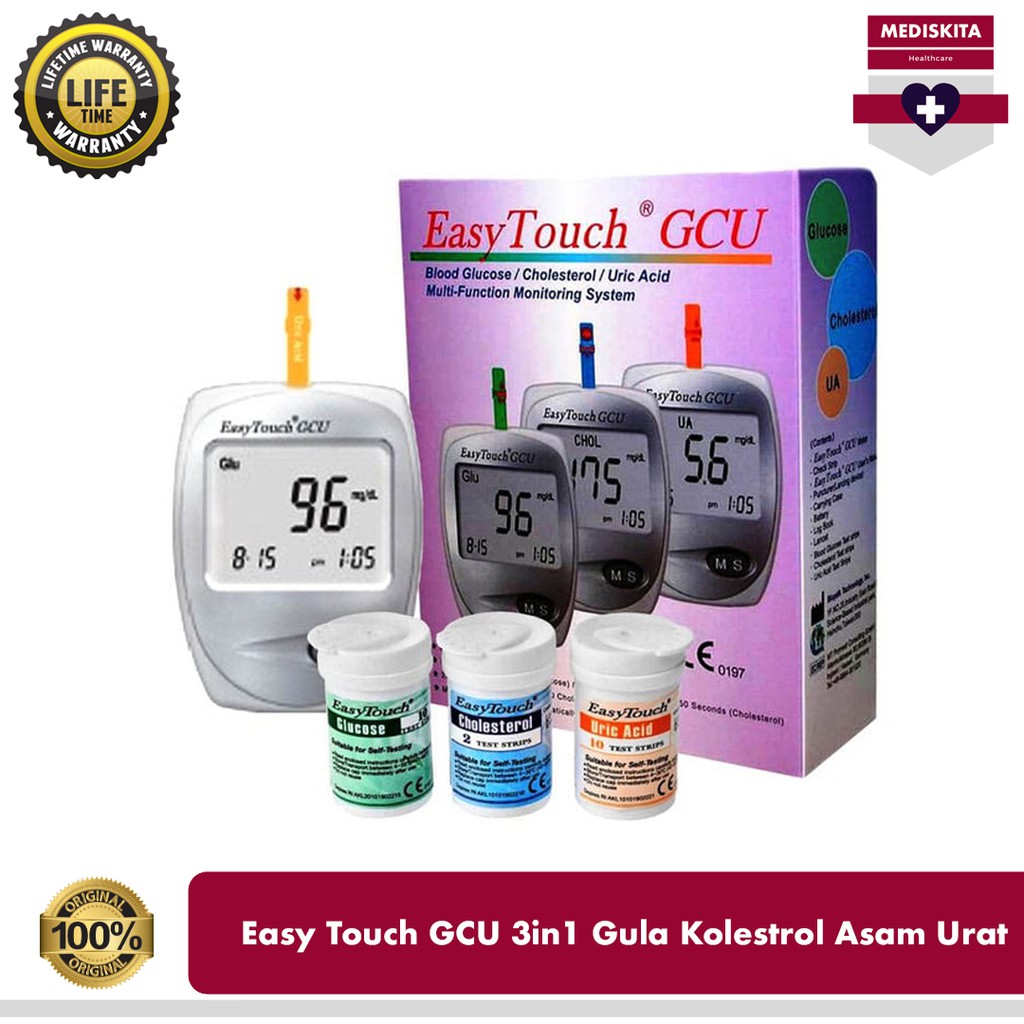 Jual Alat Easy Touch GCU 3in1 Cek Gula Darah Asam Urat Kolestrol ...