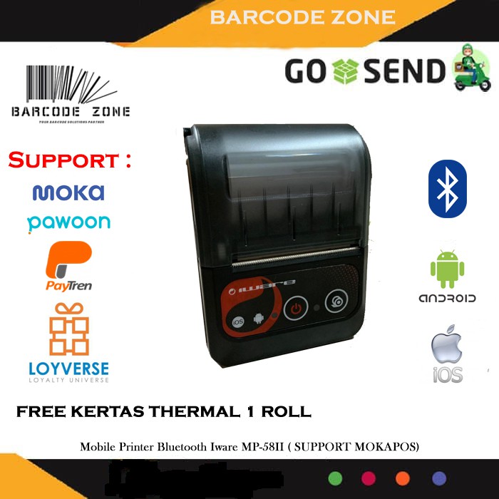 Jual MINI THERMAL MOBILE PRINTER BLUETOOTH IWARE MP-58II SUPP MOKAPOS RPP02 (USB+BLUETOOTH ...
