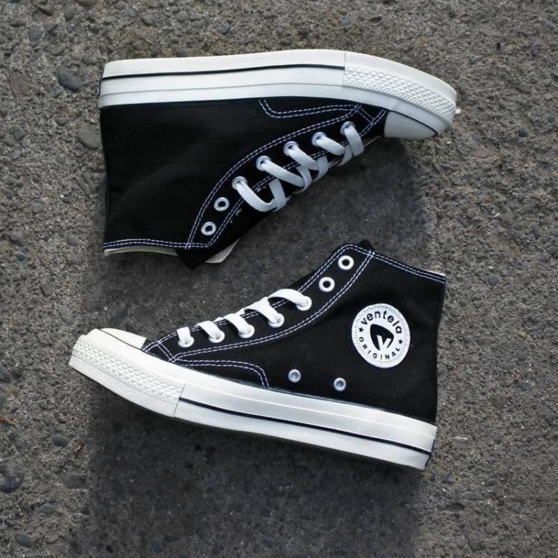 Jual Sepatu Ventela BTS 70s High Black Natural Original [READY STOCK ...