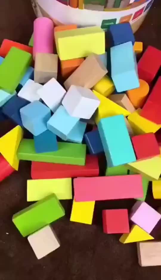 Jual Mainan Balok Susun Kayu building block 100 pcs Mainan Balok Susun ...