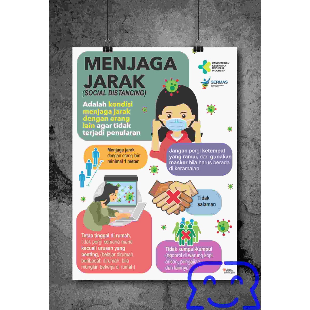 Jual Poster Jaga Jarak dan Protokol Kesehatan lainnya bahan tahan air ...