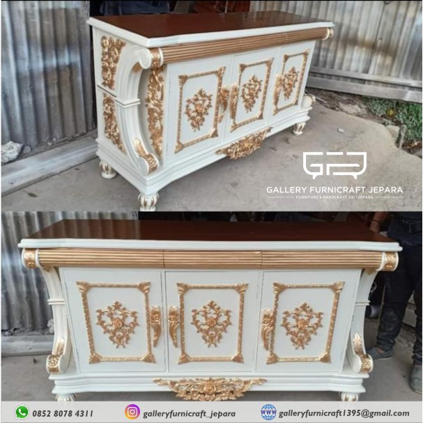 Jual Bufet Raffi Ahmad Kayu Jati Duco Gold Finish 150cm | Shopee Indonesia