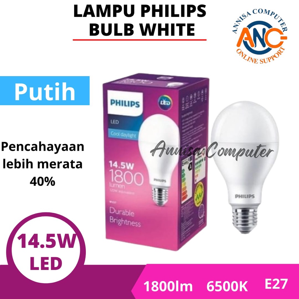 Jual LAMPU PHILIPS 14,5 Whatt / LED Bulb / E27 / 1800 Lumens / Putih ORI | Shopee Indonesia