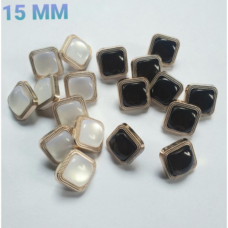 Jual Kancing mutiara kotak diameter 15 mm mutiara kotak putih/hitam ...